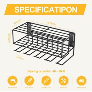 CoolShare Power Tool Organizer Wall Mount,Metal Heavy Duty Floating Tool Shelf,3 Layers Cordless Drill Storage Rack,Screwdriver and Drill Holder,Battery Rack for Garage,Good Father's Day Gifts(1 Pack)