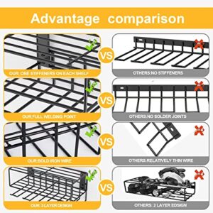 CoolShare Power Tool Organizer Wall Mount,Metal Heavy Duty Floating Tool Shelf,3 Layers Cordless Drill Storage Rack,Screwdriver and Drill Holder,Battery Rack for Garage,Good Father's Day Gifts(1 Pack)