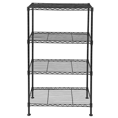 Kcelarec 4 Tier Adjustable Storage Shelf Metal Storage Rack Wire Shelving Unit 335Lbs Capacity 19.69" L x 11.8" W x 31.5" H for Laundry Bathroom Kitchen Black