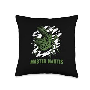 praying mantis gifts & accessories master insect entomology pray mantis throw pillow, 16x16, multicolor