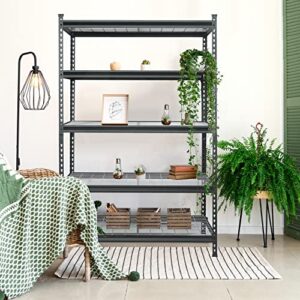 WORKPRO 5-Tier Metal Storage Shelving Unit, 48”W x 24”D x 72”H, Adjustable Storage Rack Heavy Duty Shelf, 4000 lbs Load Capacity (Total), for Garage, Kitchen, Bathroom, Warehouse, Black/Sliver