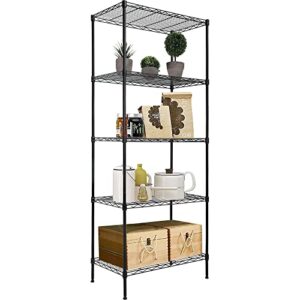 5-tier storage shelves wire shelving unit large metal shelf 60”x24”x14” 750 lbs capacity nsf certified utility steel organizer wire rack for kitchen garage pantry laundry bathroom closet,black