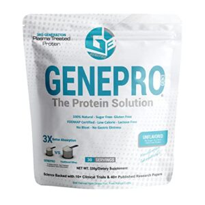 genepro unflavored protein powder - new formula - lactose-free, gluten-free, & non-gmo whey isolate supplement shake (3rd generation, 30 servings)