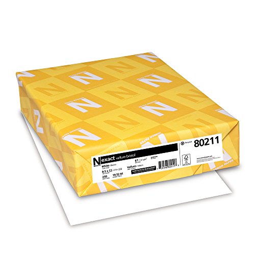 Neenah Exact Vellum Bristol, 8.5" x 11", 67 lb/147 gsm, White, 94 Brightness, 250 Sheets (80211) & Astrobrights/Neenah Bright White Cardstock, 8.5" x 11", 65 lb/176 gsm, White, 75 Sheets (90905-02)