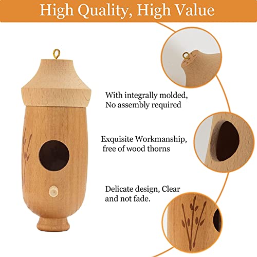 2023 Bird houses- Natural Wooden for Outside Hanging, hummingbird Swinging Nest for Garden Window Outdoor Home, 3 Packs