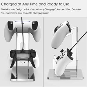 Linkidea Dual Controller Stand Holder Compatible with PS5 DualSense Edge, Xbox Elite/Core Wireless, Switch Pro Controllers Desk Mounts Gaming Accessories.