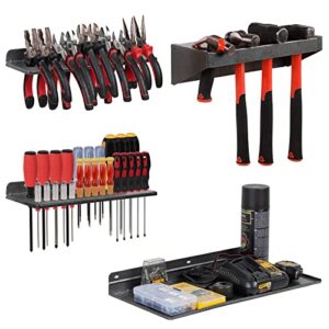 ahowpd screwdriver organizer, metal plier organizer hammer rack screwdriver holder hand tool organizer and storage rack wall mount for garage workshop workbench - 4 pack