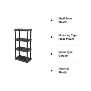 BLACK+DECKER, 4-Tier Light Duty Storage Shelf, 50lbs/Shelf (47”H x 22.1”W x 14.3”D), Plastic Shelving Unit