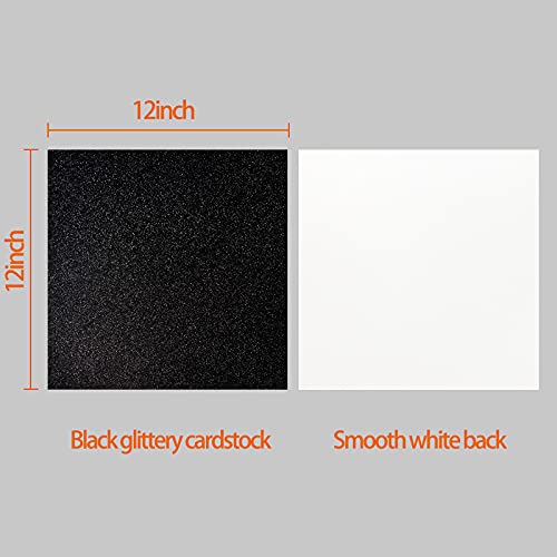 35 Sheets Glitter Cardstock - 20 Sheets 8.5x11 Inch Double Sided Gold Glitter Cardstock Paper & 15 Sheets 12" x 12" Single Sided Black CardStock for Cricut, Card Stock for DIY Projects - 250 GSM