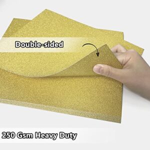 35 Sheets Glitter Cardstock - 20 Sheets 8.5x11 Inch Double Sided Gold Glitter Cardstock Paper & 15 Sheets 12" x 12" Single Sided Black CardStock for Cricut, Card Stock for DIY Projects - 250 GSM