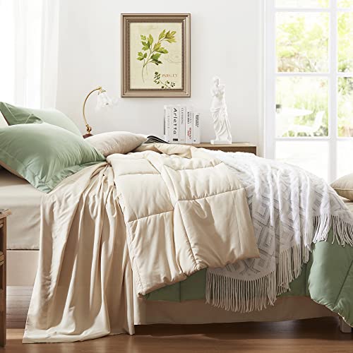 Anluoer King Size Bed in a Bag 7 Pieces, Sage Green Bed Comforter Set with Comforter and Sheets, All Season Bedding Sets with 1 Comforter, 2 Pillow Shams, 2 Pillowcases, 1 Flat Sheet, 1 Fitted Sheet