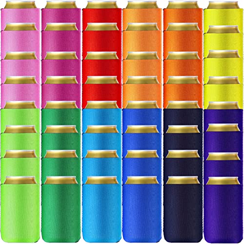 60 Packs Blank Can Cooler Sleeves Sublimation Soda Can Covers Neoprene Can Sleeve Beer Drink Sleeve Drink Insulator Sleeve Beer Can Coolers for Weddings Party Beverages HTV Projects, 12 Colors