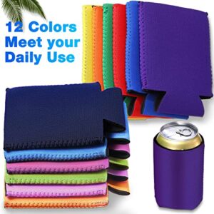 60 Packs Blank Can Cooler Sleeves Sublimation Soda Can Covers Neoprene Can Sleeve Beer Drink Sleeve Drink Insulator Sleeve Beer Can Coolers for Weddings Party Beverages HTV Projects, 12 Colors