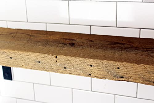 Modern Timber Craft Reclaimed Wood Wall Shelves | 2" Thickness | 42" L x 6" D | Easy-to-Install | Steel Angle Shelf Brackets Included | Rustic Decoration