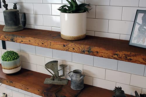 Modern Timber Craft Reclaimed Wood Wall Shelves | 2" Thickness | 42" L x 6" D | Easy-to-Install | Steel Angle Shelf Brackets Included | Rustic Decoration