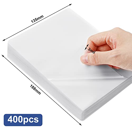 400 Pack 5.3 x 7.4 Inch Thermal Laminating Pouches 3 Mil Clear Laminating Sheets Plastic Laminating Paper Hot Glossy Laminator Pouches Office Laminating Supplies for Letter Photo Card ID Badge