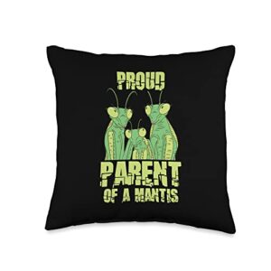 praying mantis gifts & accessories proud parent entomology praying mantis throw pillow, 16x16, multicolor