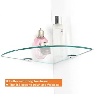 APROTOSS 12-inch Glass Corner Shelf and Glass Shelves for Shower Features Sturdy White Brackets for a Modern Look. Glass Bathroom Shelves Perfect for Displaying Toiletries and Decor