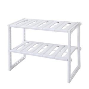 eebuihui 2 tier adjustable storage shelf metal storage rack wire shelving unit storage shelves metal for pantry closet kitchen laundry (white)