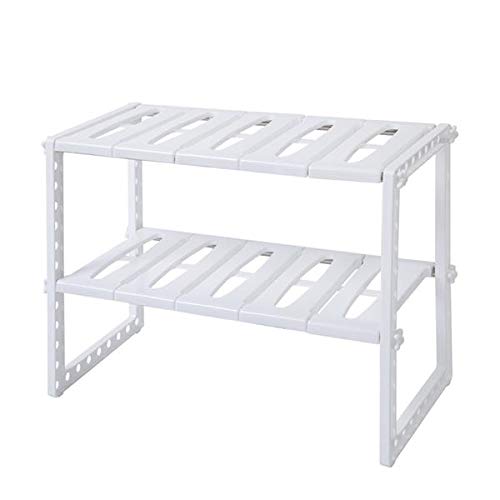 EEBUIHUI 2 Tier Adjustable Storage Shelf Metal Storage Rack Wire Shelving Unit Storage Shelves Metal for Pantry Closet Kitchen Laundry (White)