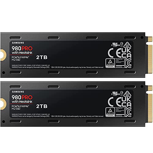 SAMSUNG MZ-V8P2T0CW 980 PRO with Heatsink PCIe 4.0 NVMe SSD 2TB for PC/PS5 - (2-Pack)