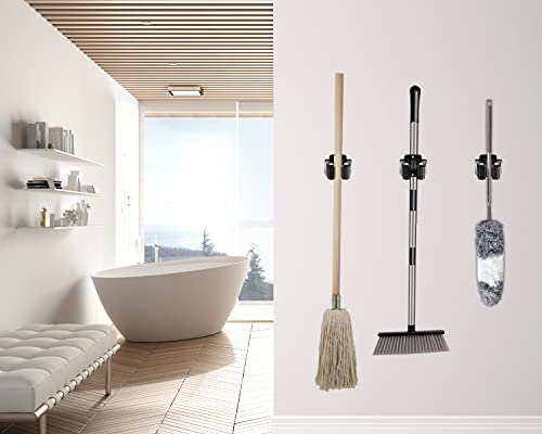 Verdenu 6 Pack Broom Holder Wall Mount, Mop Wall Mount Holder, Stainless Steel Command Broom Holder with Screws, Garden Tool Rack Wall Mount for Kitchen, Home, Bathroom, Garage Storage