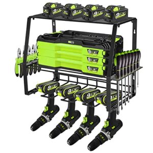 eweenetu power tool organizer, heavy duty metal floating tool shelf, cordless drill holder wall mount, garage organization utility storage rack, perfect for father's day, usa made