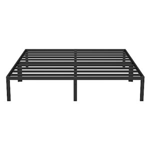 mr ironstone king bed frame, platform heavy duty steel slat king bed frame with storage, anti-slip support, metal king size bed frame no box spring, easy assembly, black