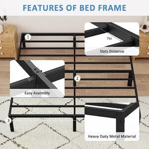 Mr IRONSTONE King Bed Frame, Platform Heavy Duty Steel Slat King Bed Frame with Storage, Anti-Slip Support, Metal King Size Bed Frame No Box Spring, Easy Assembly, Black