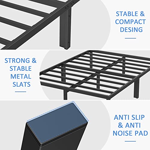 Mr IRONSTONE King Bed Frame, Platform Heavy Duty Steel Slat King Bed Frame with Storage, Anti-Slip Support, Metal King Size Bed Frame No Box Spring, Easy Assembly, Black