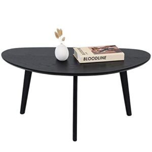 firminana small black oval coffee table for small space mid century modern coffee table for living room-black-18.9" d x 33.47" w x 15.75" h