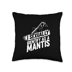 praying mantis gifts & accessories i sexually identify entomology praying mantis throw pillow, 16x16, multicolor