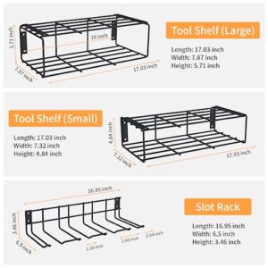 VZINO 2 Sets Power Tool Organizer for Tool Storage, Drill Holder Wall Mount with Screwdriver Holder, Heavy Duty Garage Tool Organizers and Storage, Utility Tool Shelf Rack for Grinder, Tool Box