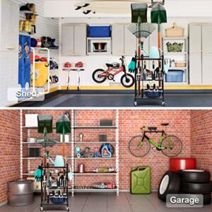 Uboway Garden Tool Organizer for Garage: Yard Tool Racks with Wheels, Corner Tool Rack for Shed/Lawn to Hold Garden Tools, Easy to Assemble, Black