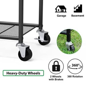 Uboway Garden Tool Organizer for Garage: Yard Tool Racks with Wheels, Corner Tool Rack for Shed/Lawn to Hold Garden Tools, Easy to Assemble, Black