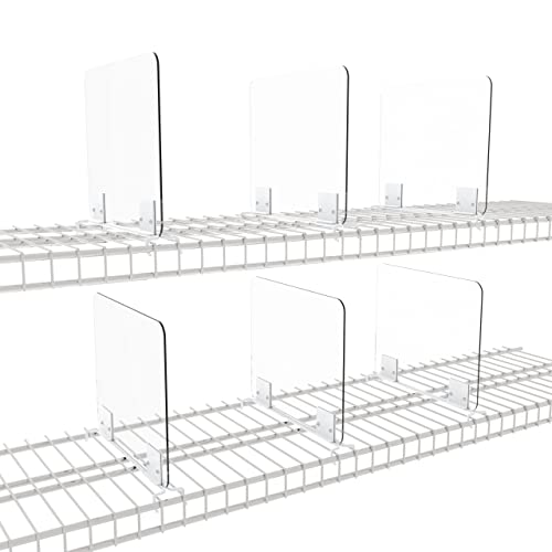 BTSD-home 6 Pack Acrylic Wire Shelf Dividers for Closet Organization Clear Shelf Dividers for Wire Shelves in Bedroom, Kitchen and Office