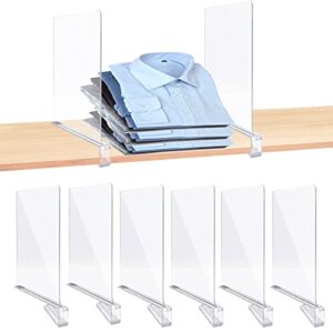 double 2 c 6 pcs acrylic shelf dividers, clear shelf divider for closet organization, plastic shelve divider for clothes separators, adjustable bookshelf dividers & purse dividers for closet