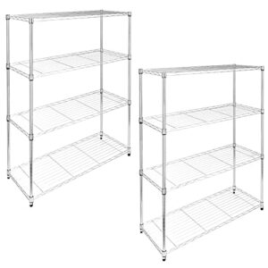 yssoa 4-tier heavy duty storage shelving unit,chrome,36l x 14w x 54h inch,2-pack