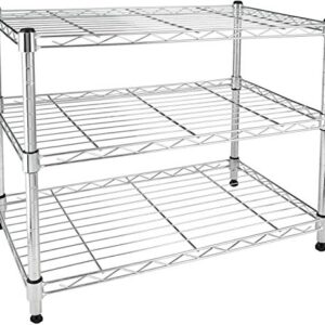 YSSOA 3-Tier Heavy Duty Storage Shelving Unit,Chrome,24.02" D x 13.78" W x 21.97" H inch, 1 Pack