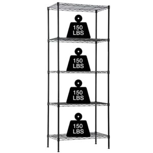 nchanmar 5-tier wire shelving unit storage shelves metal shelves 61"x24"x14" metal shelving unit heavy duty wire rack shelving nsf for home kitchen bathroom garage(black)