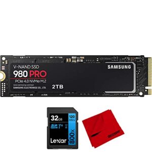 samsung mz-v8p2t0b/am 980 pro pcie 4.0 nvme ssd 2tb bundle with lexar 32gb high-performance 800x uhs-i sdhc memory card + deco photo 6 x 6 inch microfiber cleaning cloth