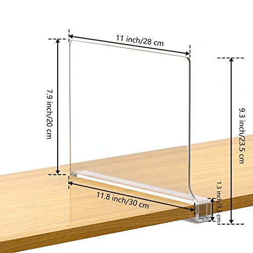 Aolloa 6 PCS Shelf Dividers for Closet Organization Acrylic Clear Closet Shelf Divider for Wooden Shelving Suitable for Wooden or Vertical Shelves Or Bedroom, Kitchen and Office