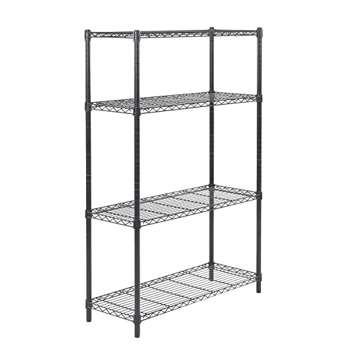 XCVBDE 4-Tier Storage Shelves 36''x14''x54'' Height Adjustable Garage Storage Shelves Heavy Duty Pantry Shelving Metal Utility Shelves Wire Rack for Home Kitchen Laundry Room Organization（Black）