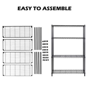 XCVBDE 4-Tier Storage Shelves 36''x14''x54'' Height Adjustable Garage Storage Shelves Heavy Duty Pantry Shelving Metal Utility Shelves Wire Rack for Home Kitchen Laundry Room Organization（Black）