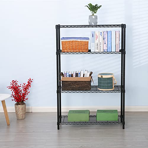 XCVBDE 4-Tier Storage Shelves 36''x14''x54'' Height Adjustable Garage Storage Shelves Heavy Duty Pantry Shelving Metal Utility Shelves Wire Rack for Home Kitchen Laundry Room Organization（Black）