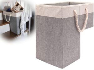 stair basket 16" x 16" x 10" basket for stairs with 3 foldable sections, durable cotton collapsible storage bins, stair storage organizer striking lifestyle