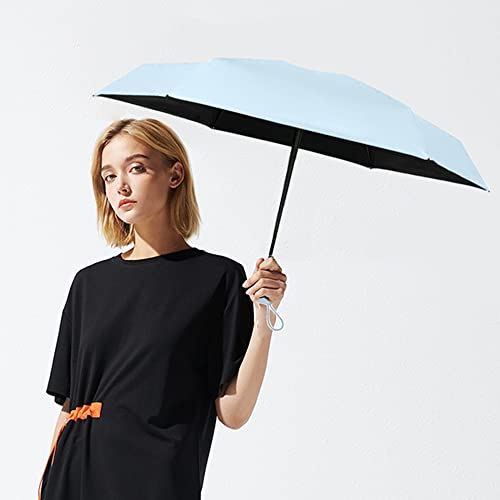 ESUFEIR Mini Travel Sun Umbrella for Purse With Case,Small Compact UV Umbrella for Sun and Rain,Lightweight & Portable,Windproof Parasol Umbrella with 99% UV Protection for Women Men Kids(syblue)