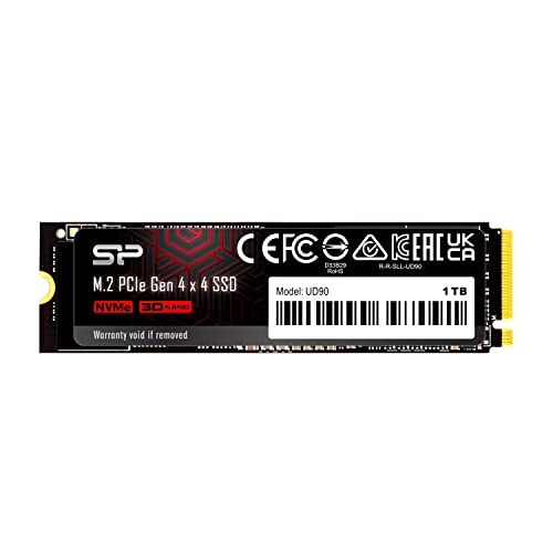 Silicon Power 1TB UD90 NVMe 4.0 Gen4 PCIe M.2 SSD R/W up to 5,000/4,800 MB/s (SP01KGBP44UD9005)