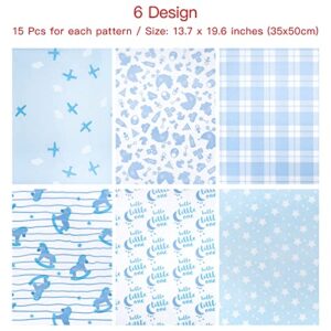 RUSPEPA Wrapping Tissue Paper - Blue Baby Boy Design Tissue Paper Bulk for Gift Wrap, Art Crafts, DIY, Pack Bags, Birthday, Baby Shower and More - 13.7 x 19.6 inches - 90 Sheets