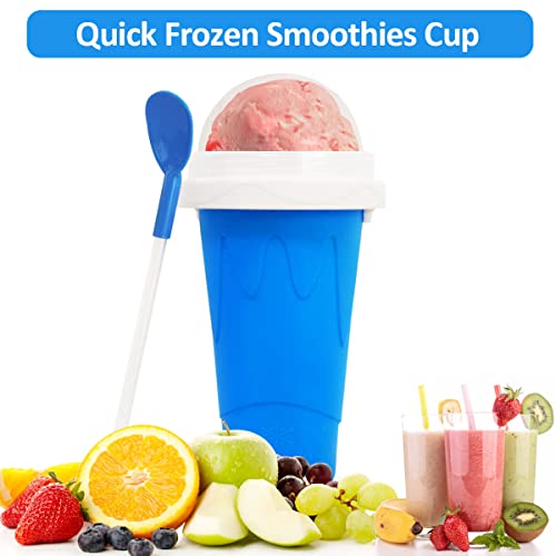 Slushie Cup Maker, Squeeze DIY Quick Frozen Magic Cup Slushy Ice Cream Maker Machine With Lids And Straws Double Layer Squeeze Cups Slushy Maker for Kids/Adults (pink)